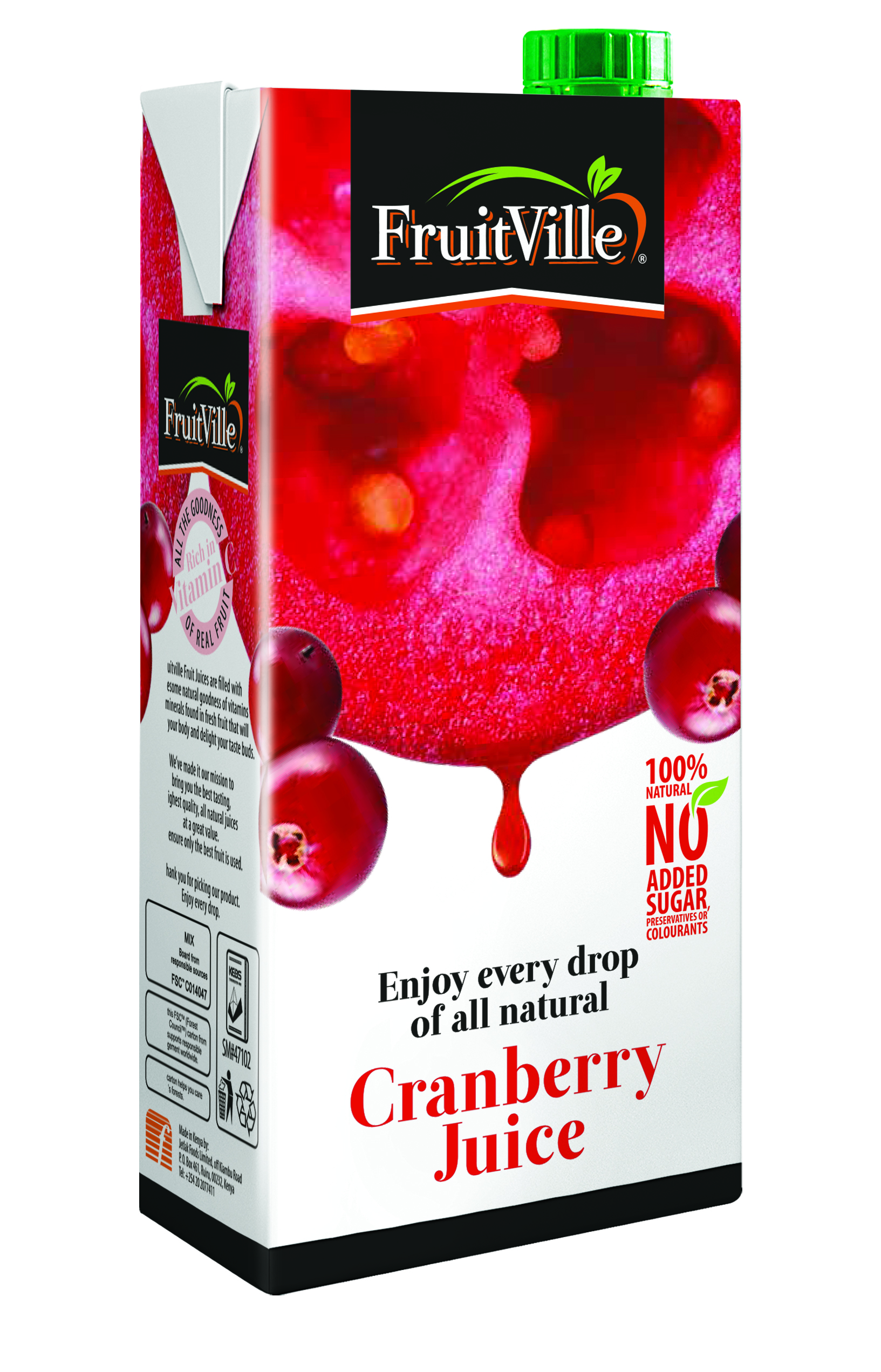 Fruitville Cranberry Juice 1Ltr (Tetra) - Raisons Distributors Ltd