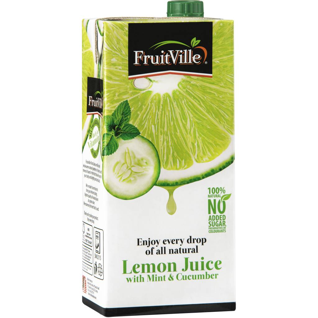 Fruitville Lemon Juice With Mint & Cucumber 1Ltr (Tetra) - Raisons ...