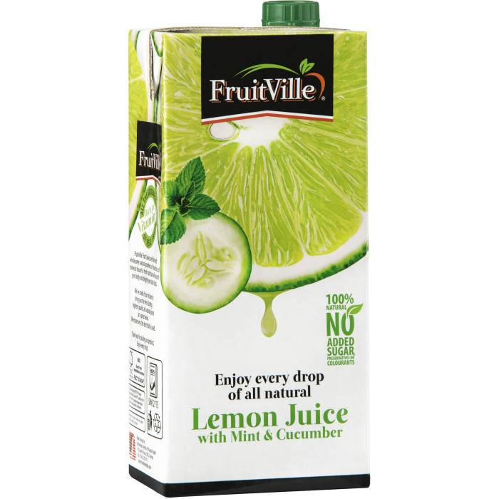 Fruitville Lemon Juice With Mint & Cucumber 1Ltr (Tetra) - Raisons ...