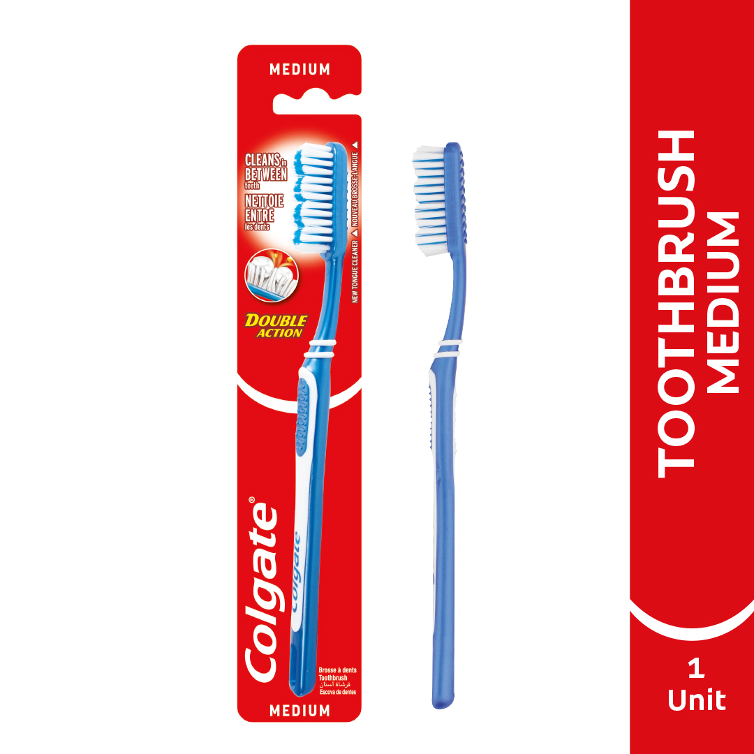 Colgate Double Action Medium Toothbrush, 1 unit - Raisons Distributors Ltd
