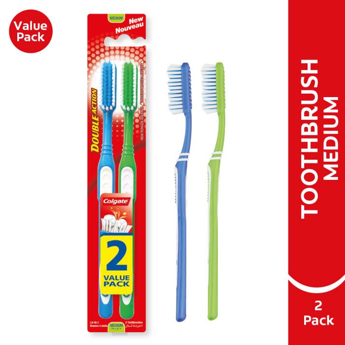 Colgate Double Action Medium Toothbrush, 2 Pack - Raisons Distributors Ltd