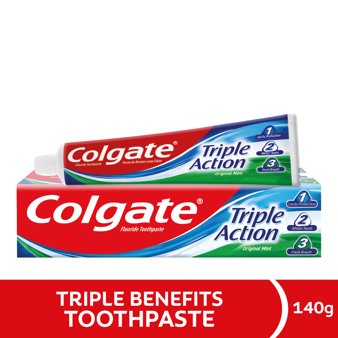 Colgate Triple Action Toothpaste, 140g - Raisons Distributors Ltd