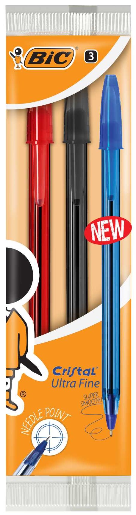 BIC 3pc Red Blue Black - Raisons Distributors Ltd
