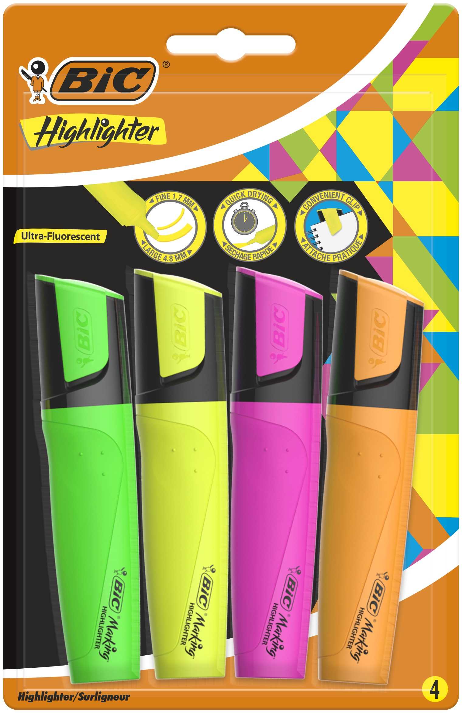 BIC Marking Highlighter Blister 4pcs - Raisons Distributors Ltd