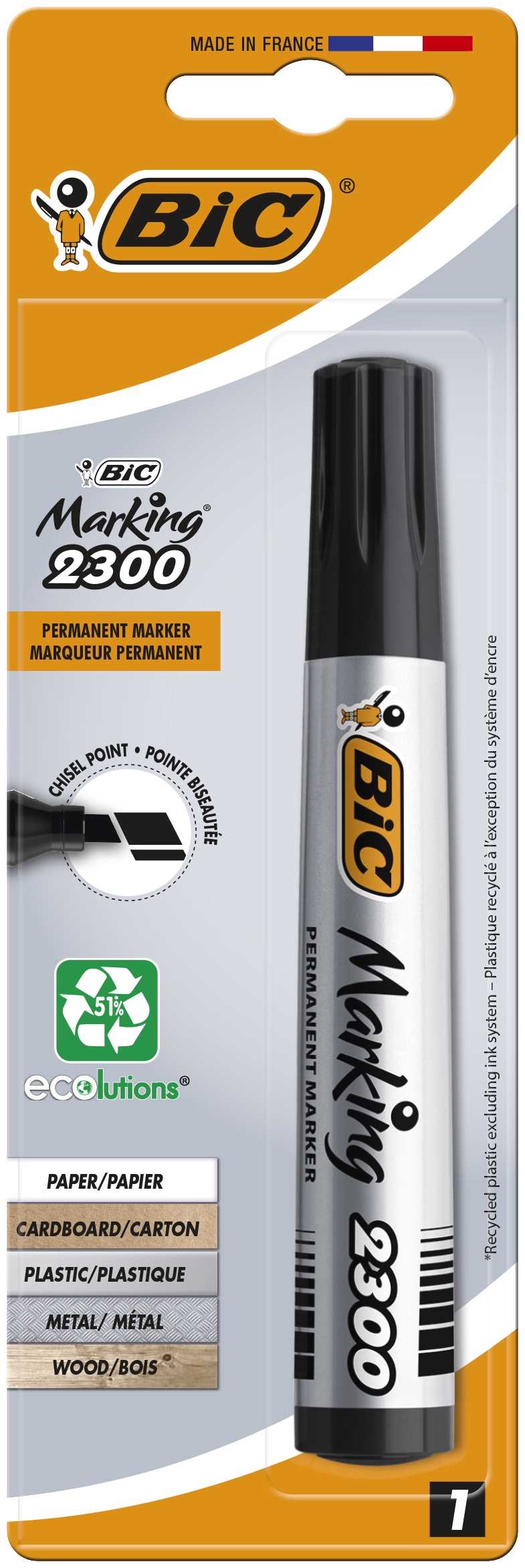 BIC Marking Permanent 2300 Blister 1pc - Raisons Distributors Ltd